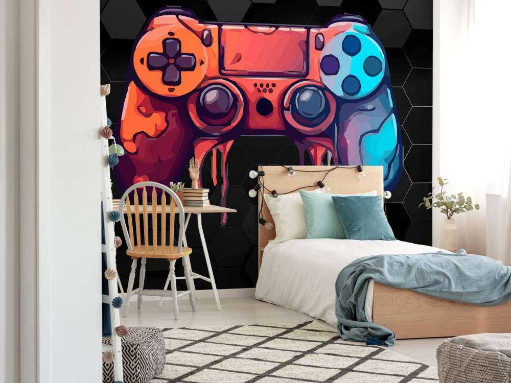 Fotobehang - Dripping Gamer Controller - Fotobehang