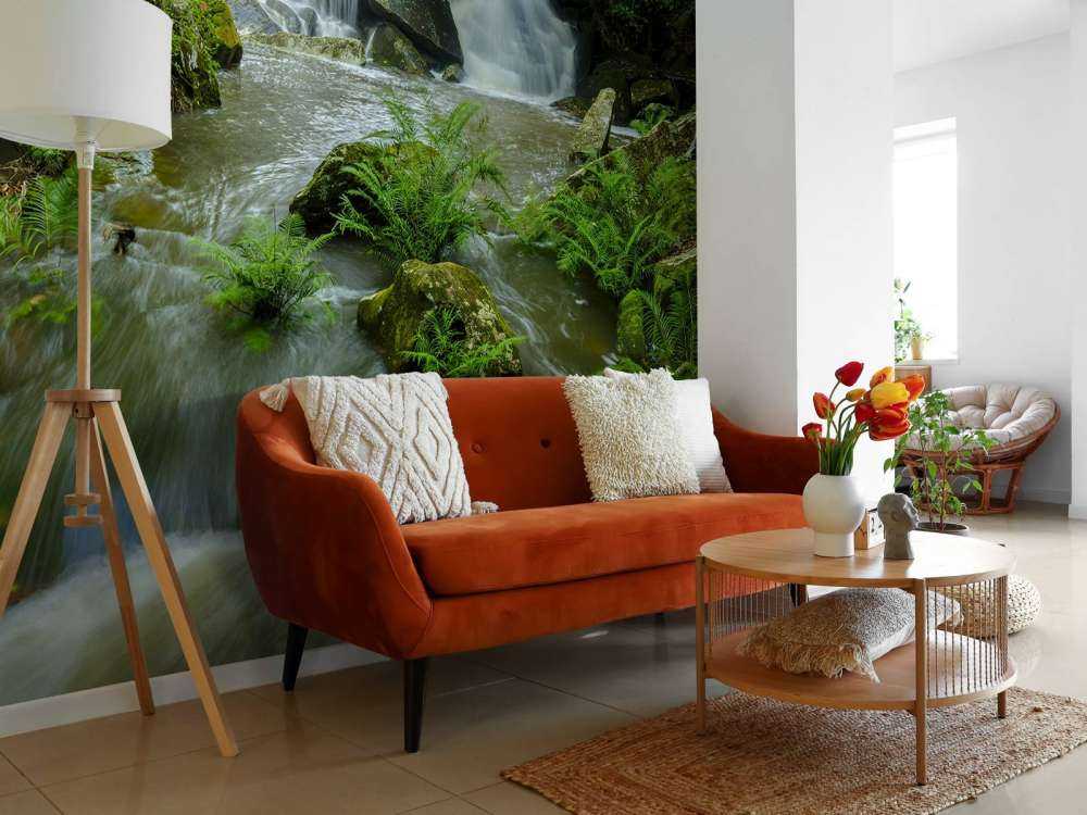 Vloeiende waterval - Fotobehang