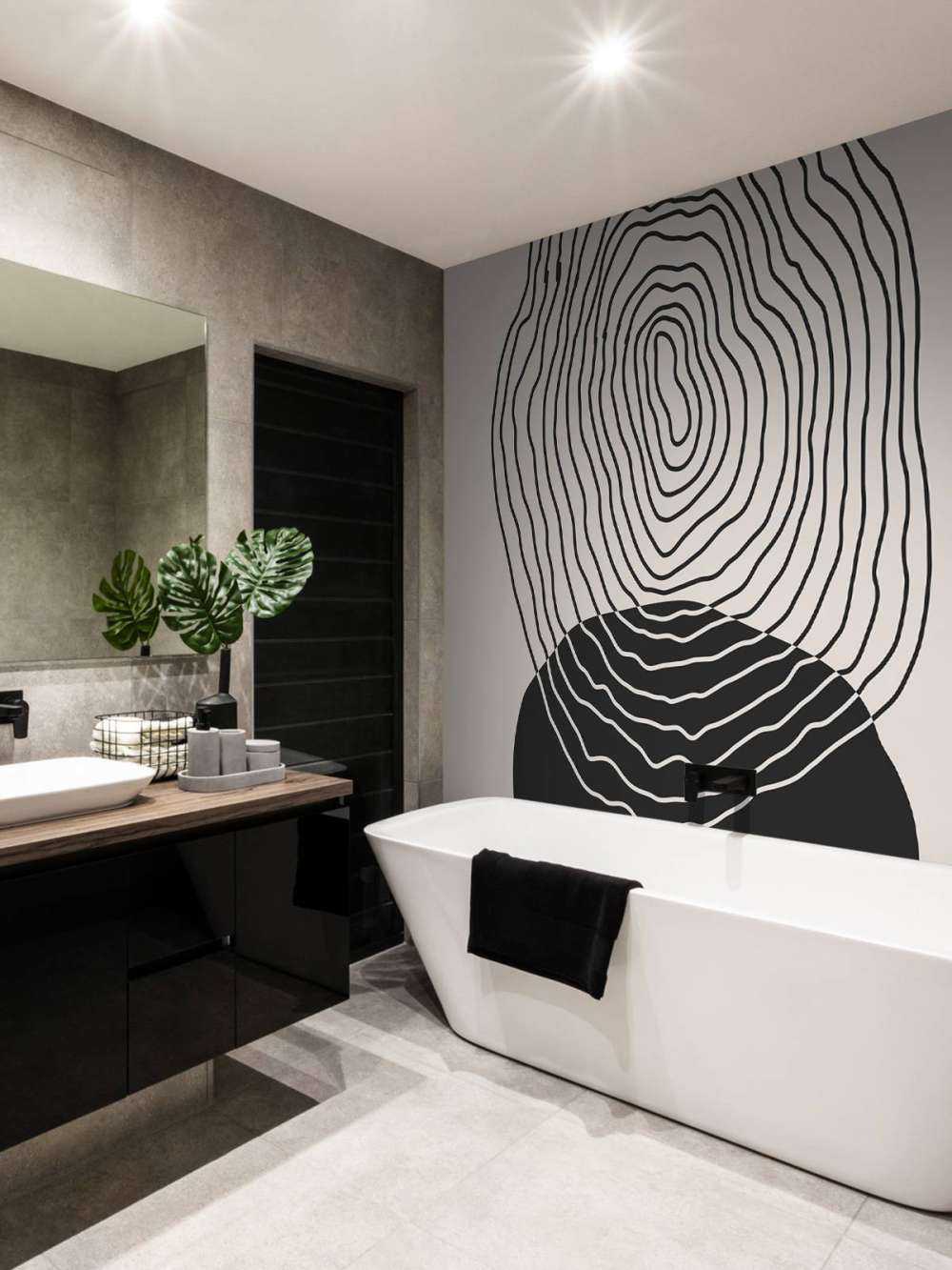 Ronde lijnen en cirkel - Fotobehang