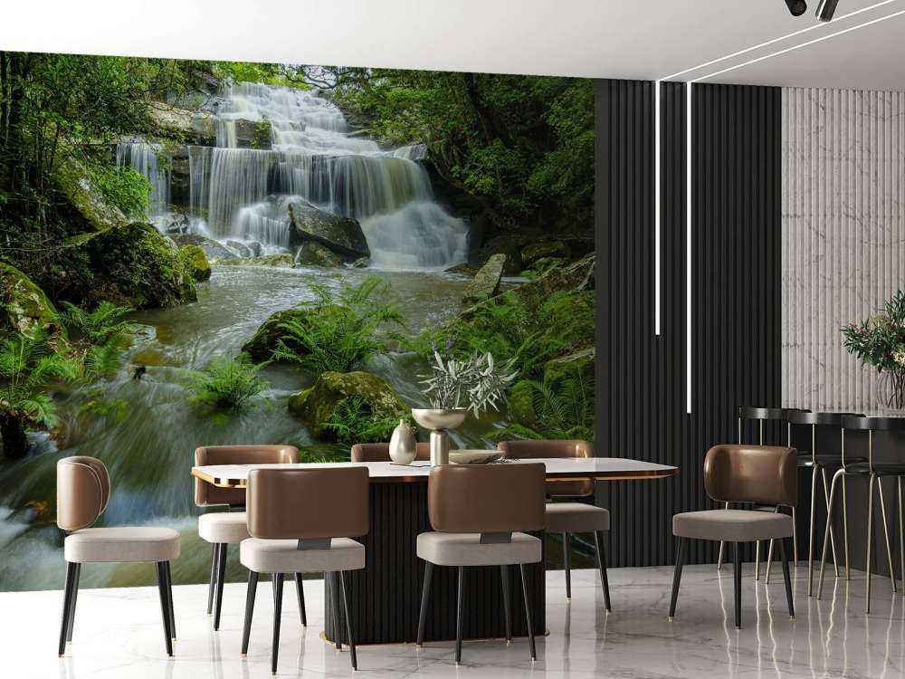 Vloeiende waterval - Fotobehang