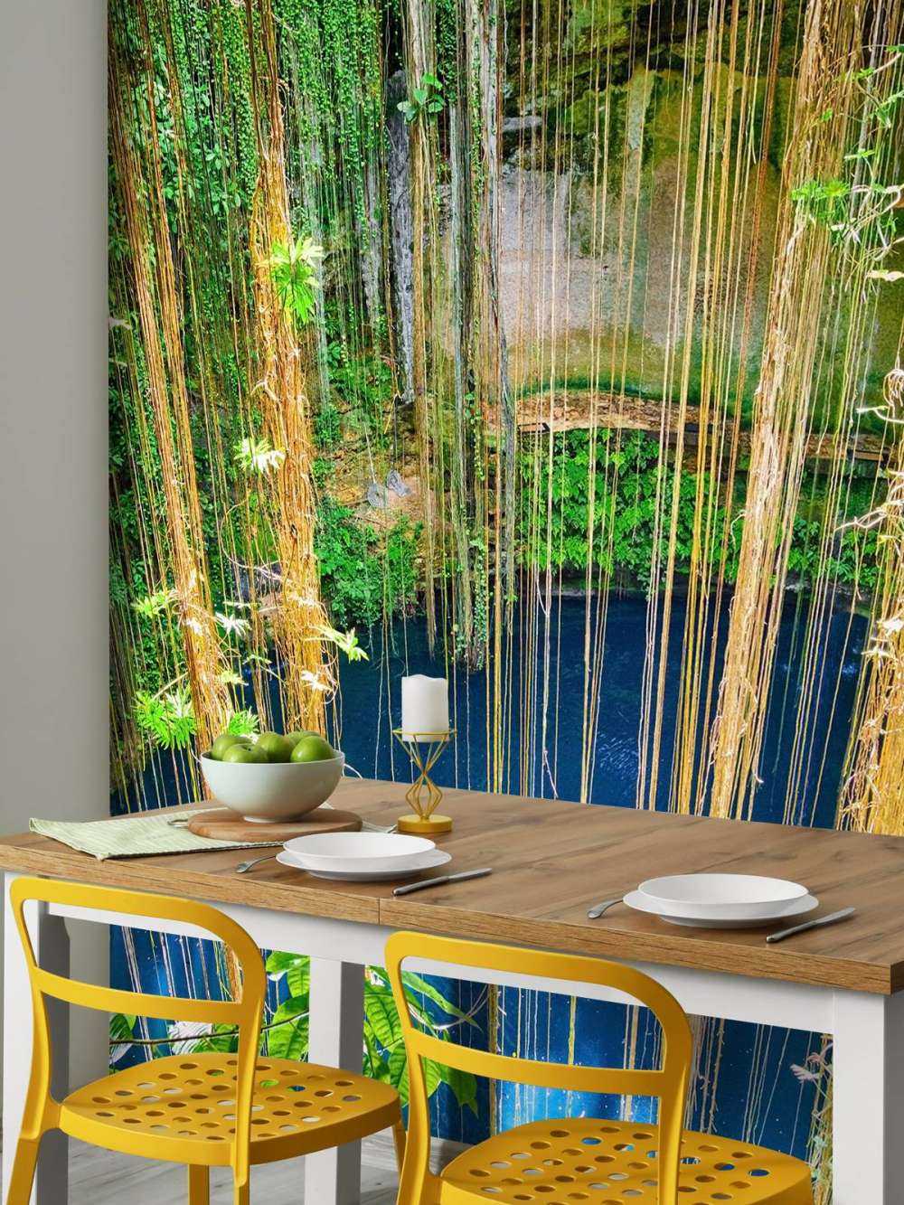 Behang met hangende takken - Fotobehang