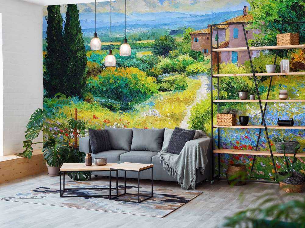 Fotobehang - Path to the village - Fotobehang