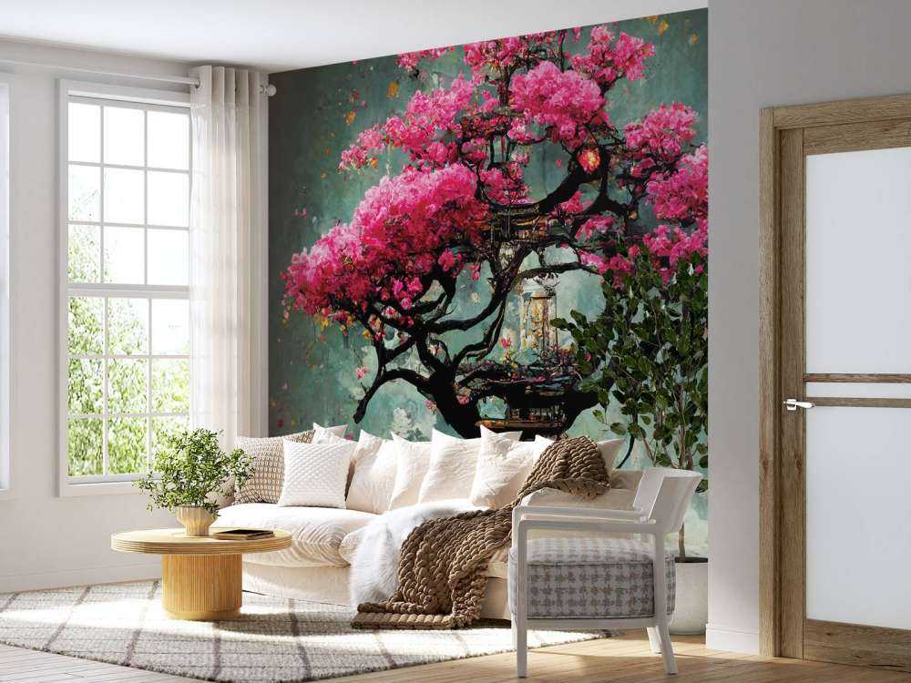 Magische boom huis - Fotobehang