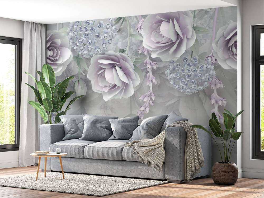 Muur vol bloemen - Fotobehang