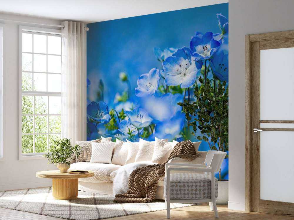 Blauw witte Bosliefjes - Fotobehang