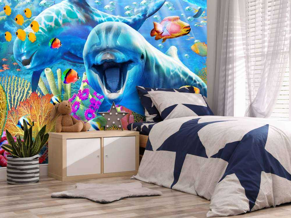Fotobehang - Underwater Fun Panorama - Fotobehang