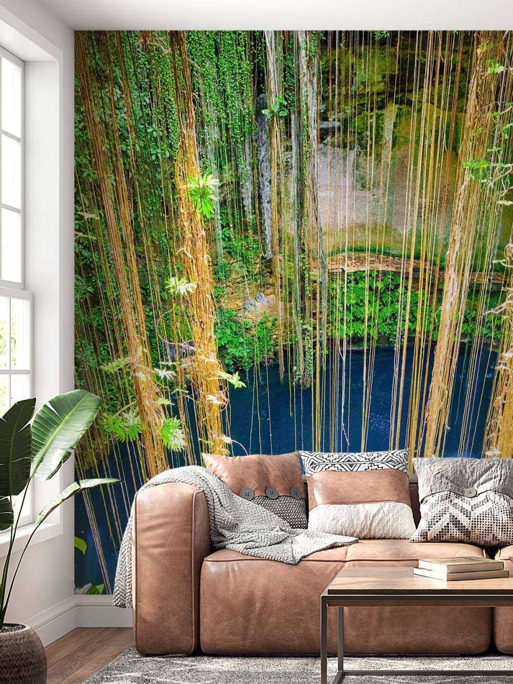 Behang met hangende takken - Fotobehang