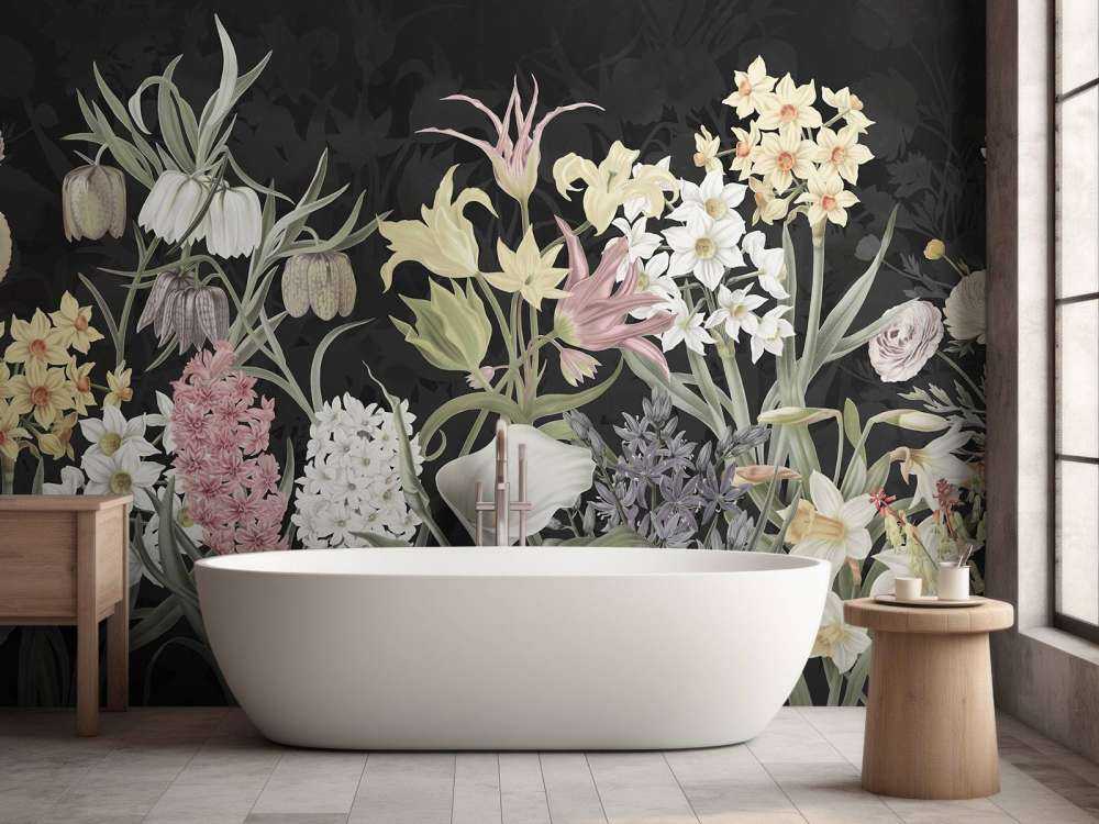 Fotobehang - Spring Flowers - Midnight Bloom - Fotobehang