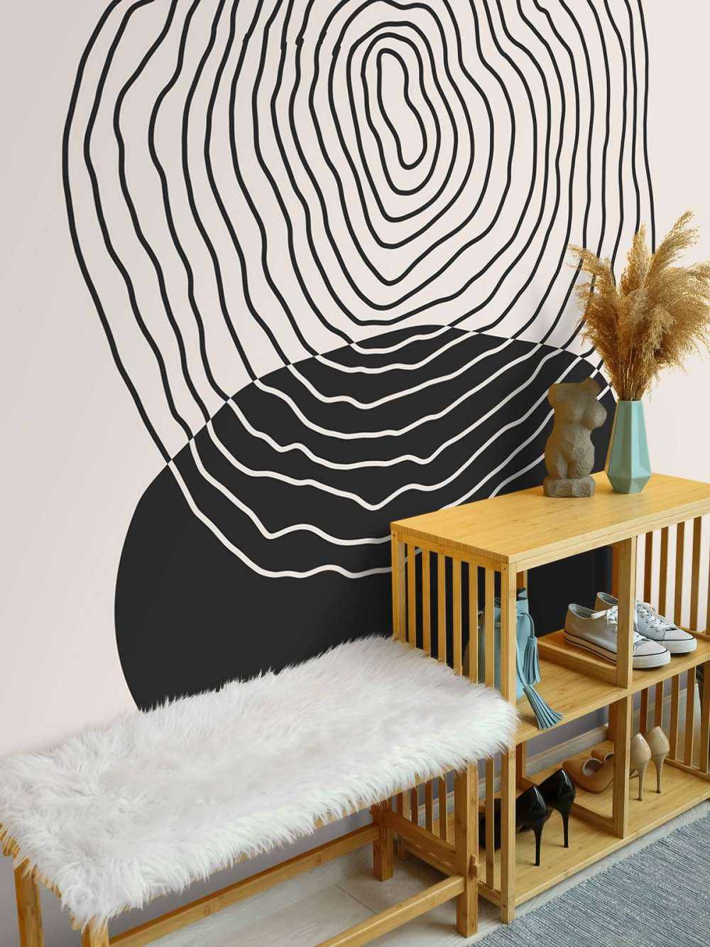 Ronde lijnen en cirkel - Fotobehang