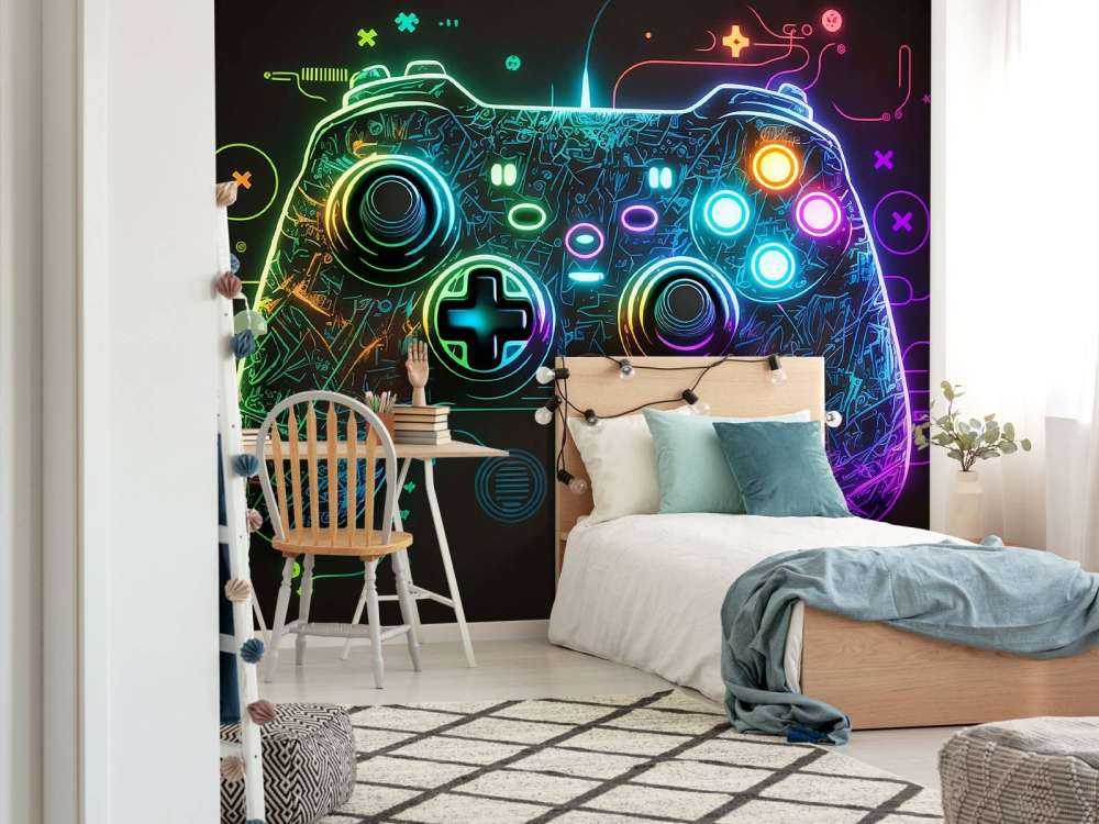 Fotobehang - Cyber Neon Controller - Fotobehang