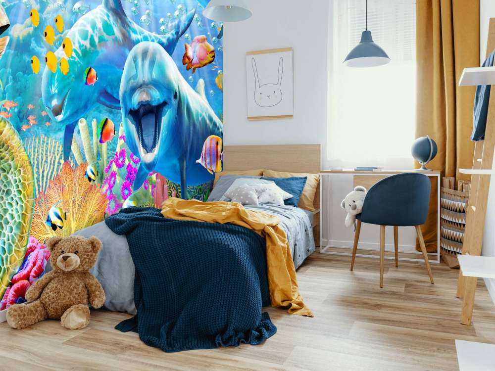 Fotobehang - Underwater Fun Panorama - Fotobehang