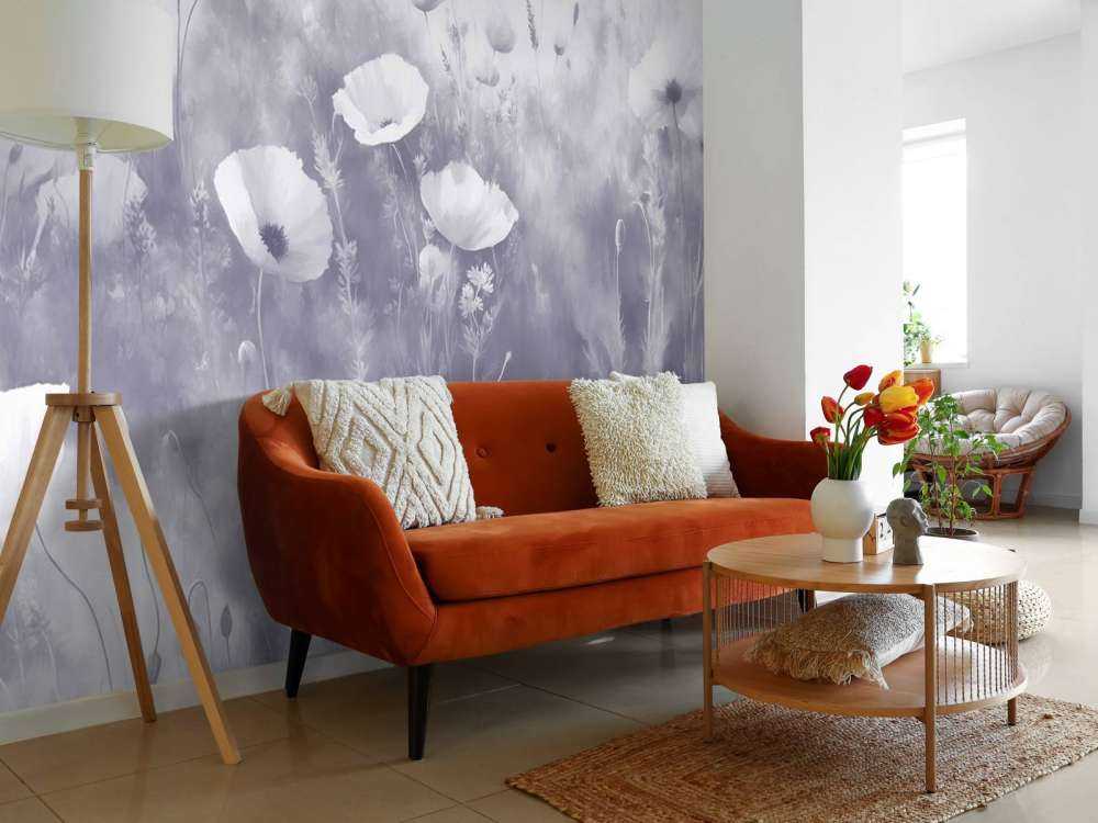 Fotobehang - Wildflower dance - purple - Fotobehang