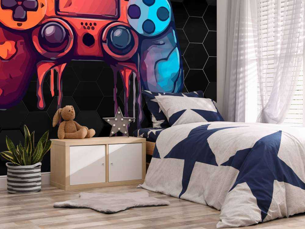 Fotobehang - Dripping Gamer Controller - Fotobehang