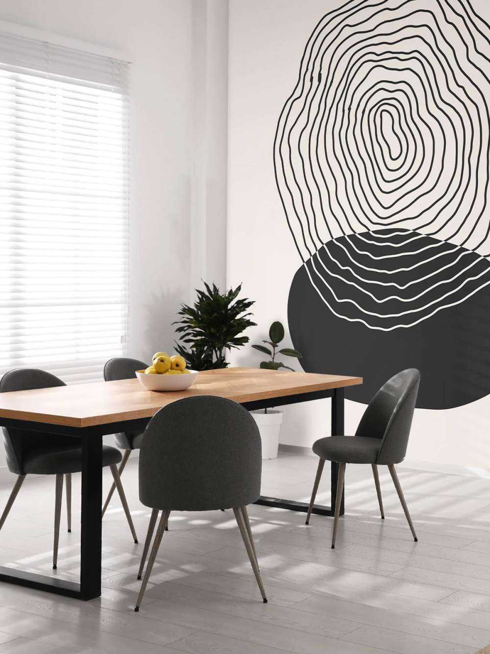 Ronde lijnen en cirkel - Fotobehang