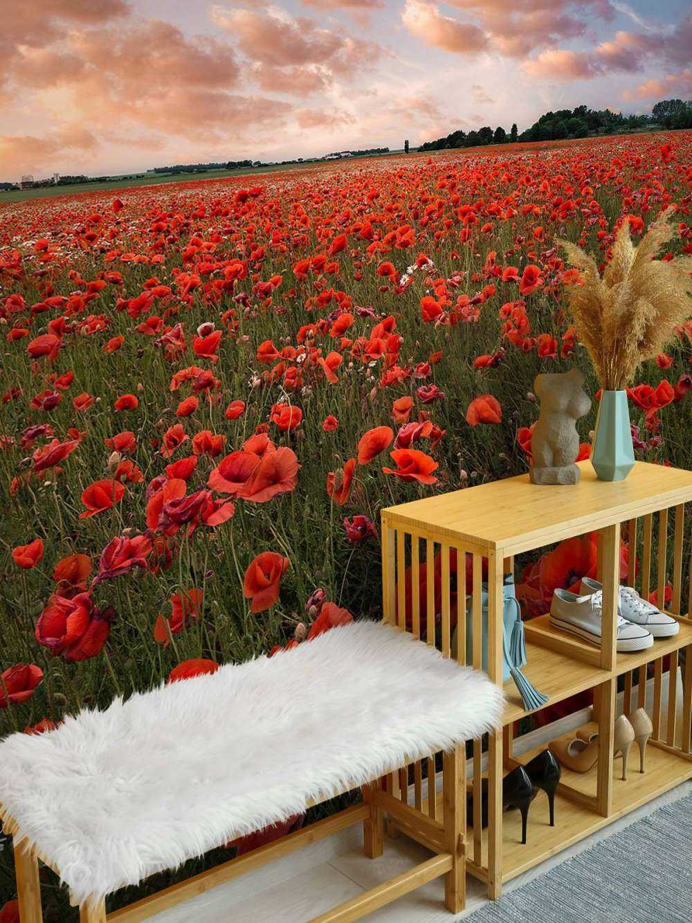 Poppy field in Sweden - Fotobehang