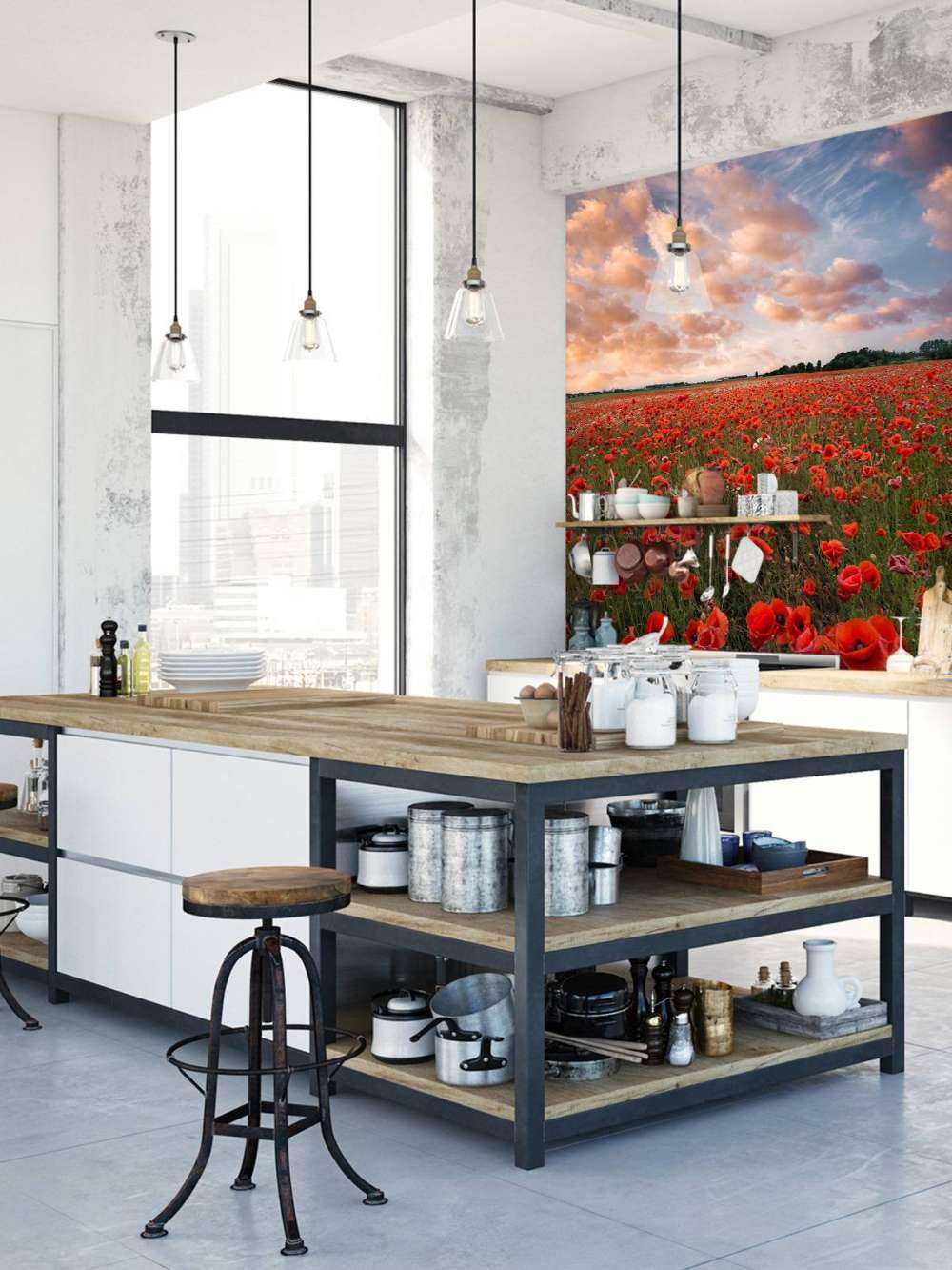 Poppy field in Sweden - Fotobehang