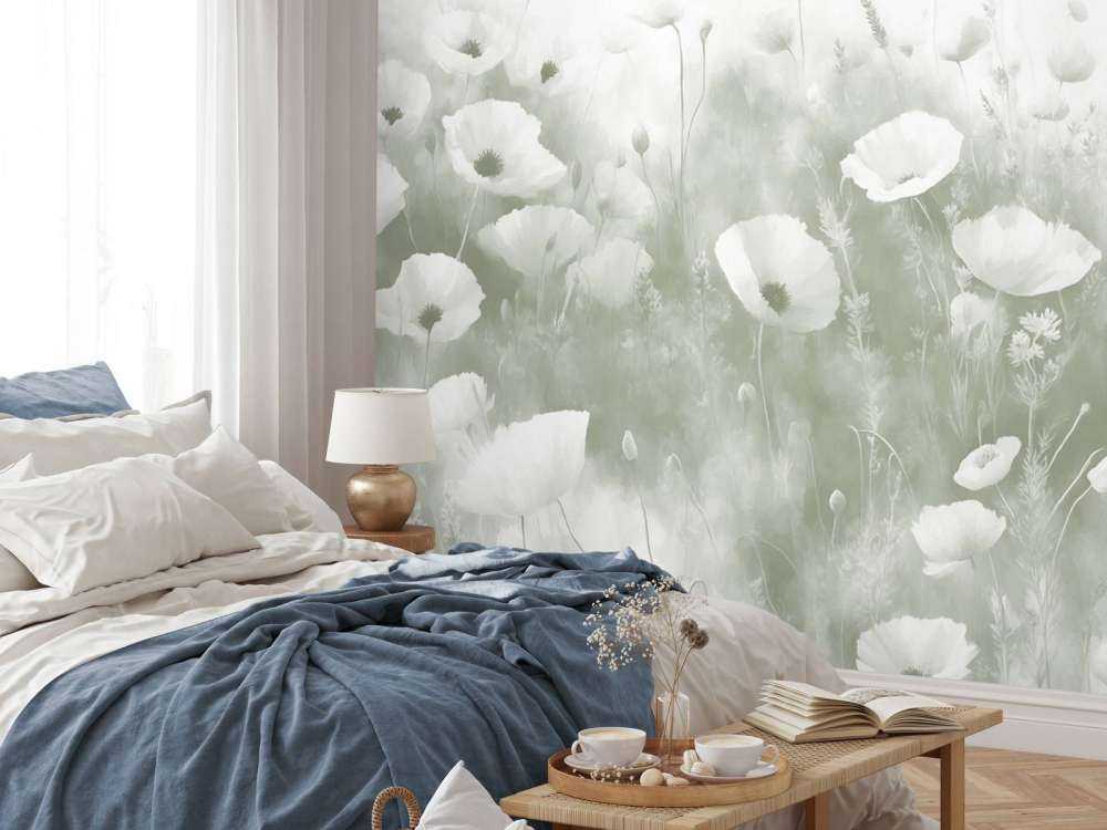 Fotobehang - Wildflower dance - green - Fotobehang