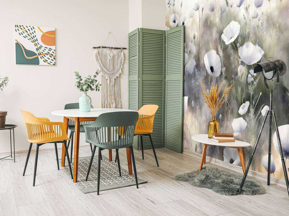 Fotobehang - Wildflower dance - blue - Fotobehang