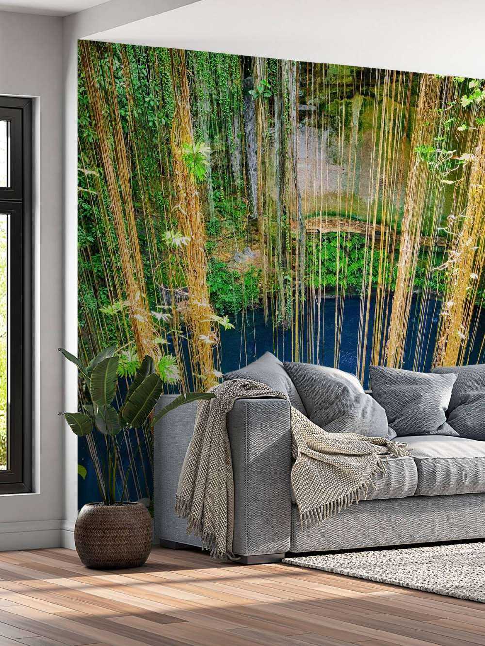 Behang met hangende takken - Fotobehang