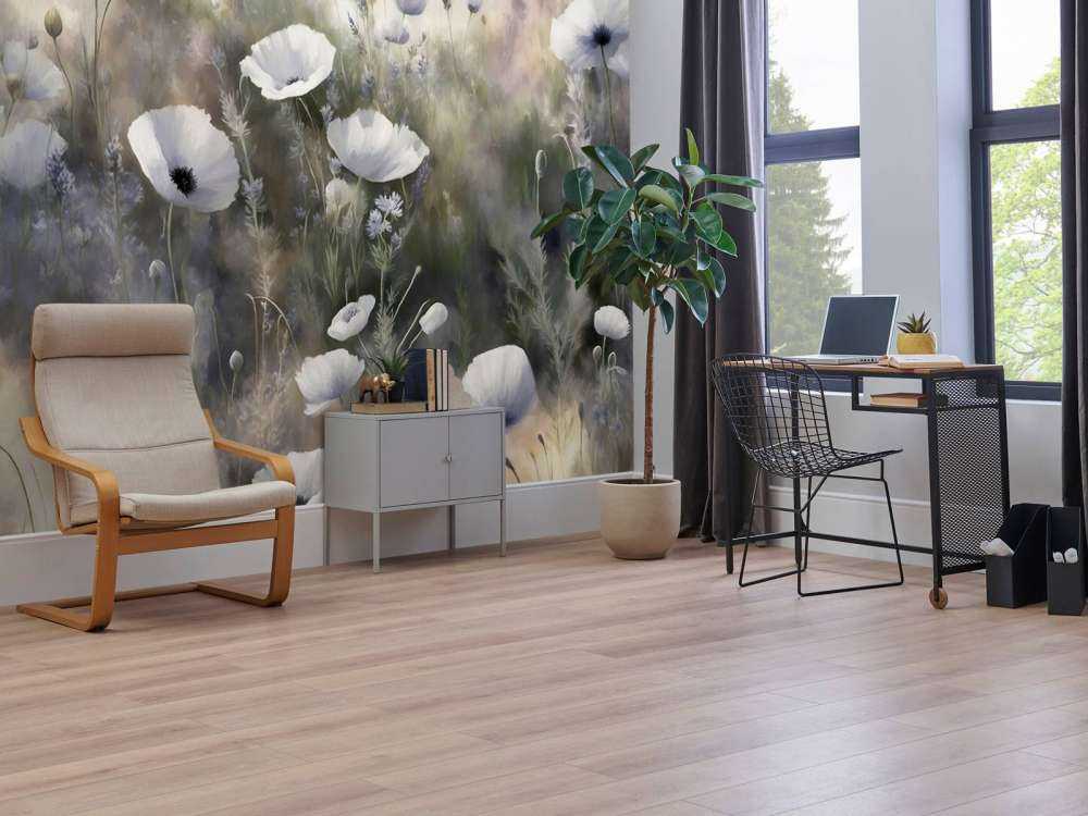 Fotobehang - Wildflower dance - blue - Fotobehang