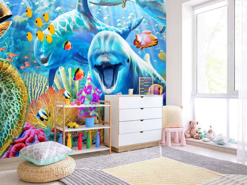 Fotobehang - Underwater Fun Panorama - Fotobehang