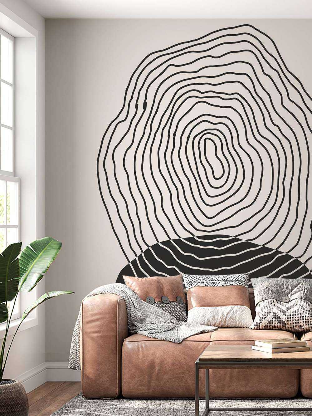 Ronde lijnen en cirkel - Fotobehang